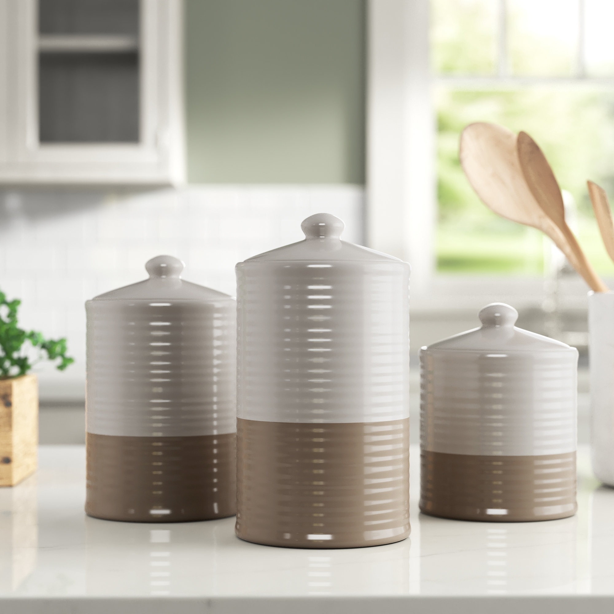 Gracie Oaks 3 Piece Kitchen Canister Set & Reviews | Wayfair