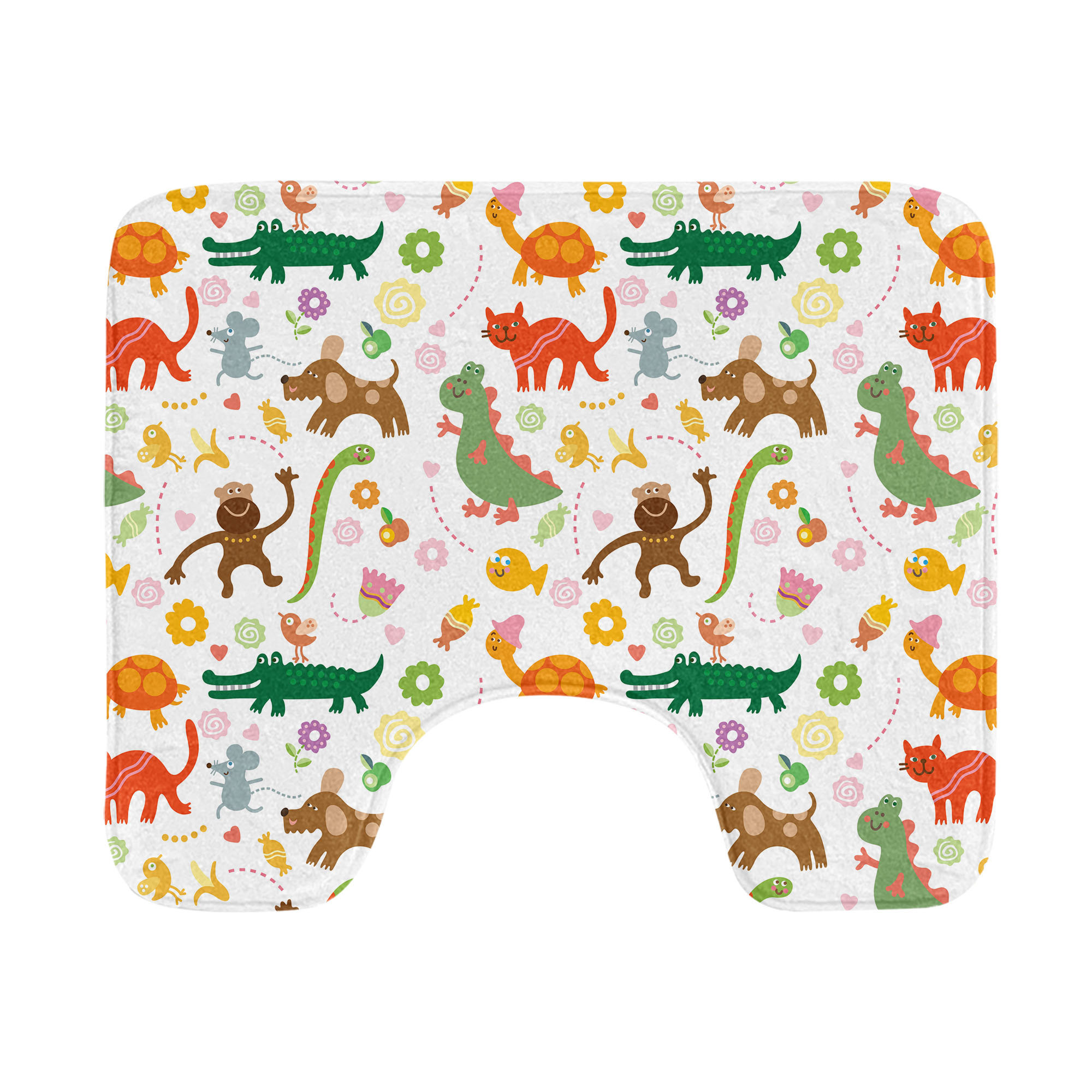 Ebern Designs Animals Toilet Mat U-Shape Bathroom Rug 20" White ...