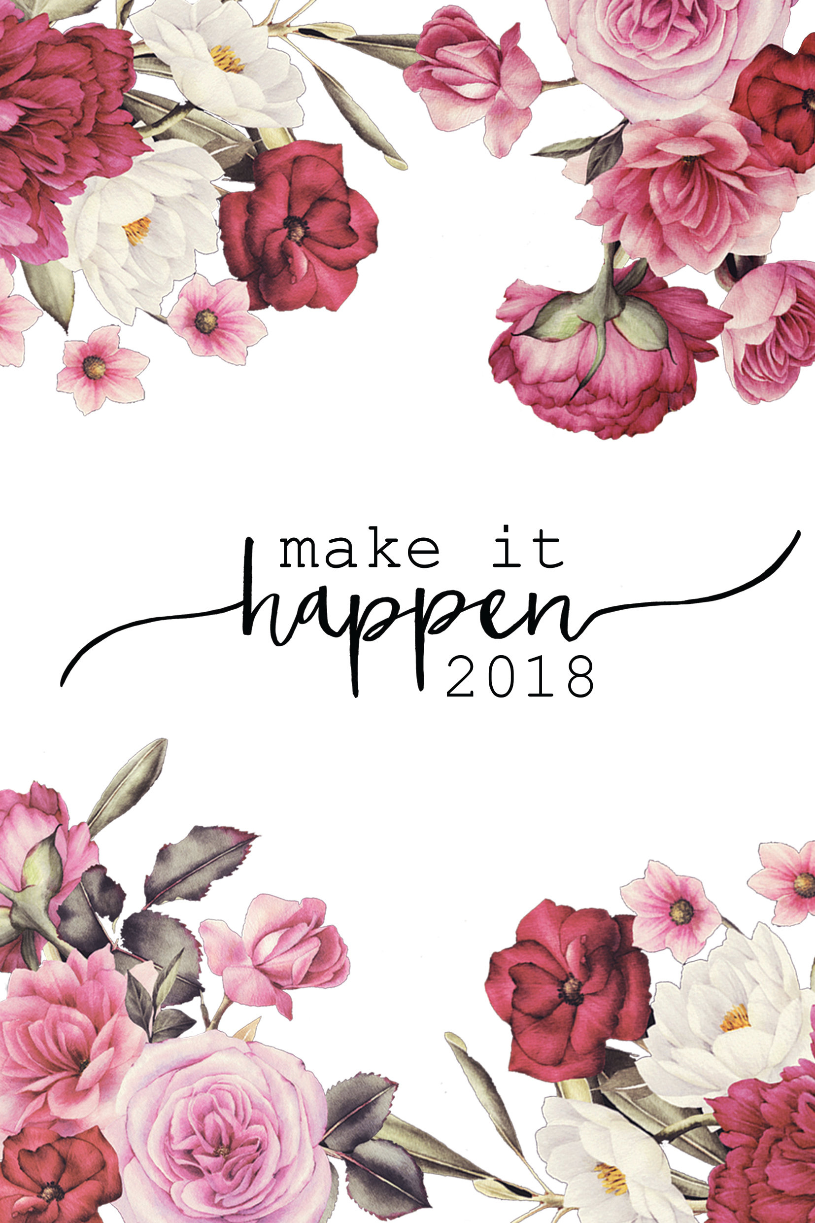 Rosdorf Park Make It Happen Pink Florals - Wrapped Canvas Typography | Wayfair.co.uk