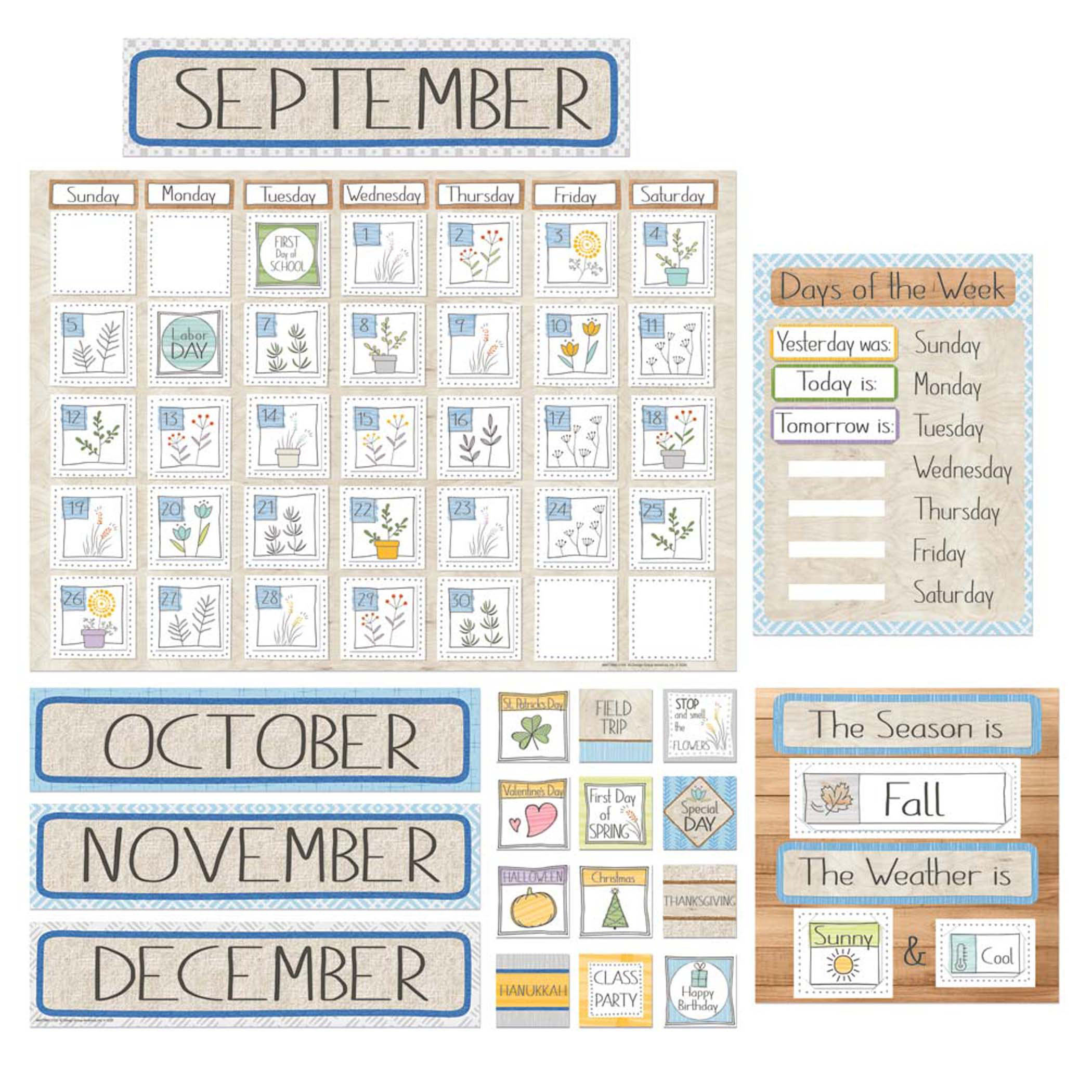 Eureka Classroom A Close-Knit Class Calendar Set Bulletin Board Set ...