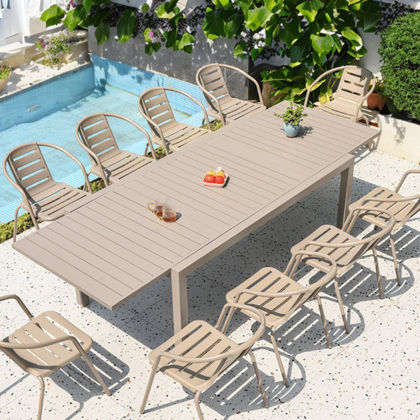 Rosecliff Heights Badarish 10 - Person Rectangular Extendable Outdoor ...