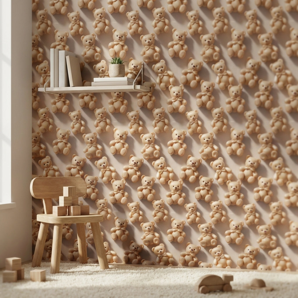 Lark Manor™ Playful Wallpaper Teddy Bears Modern Decorative Mural | Wayfair