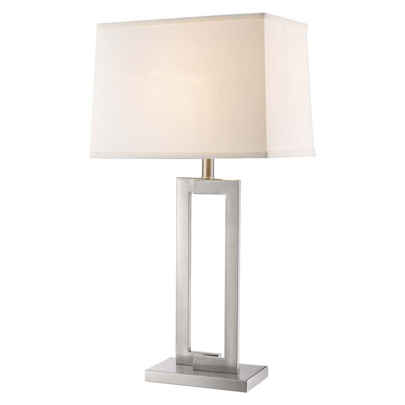 HomeRoots Silver Metal Table Lamp With White Rectangular Shade ...