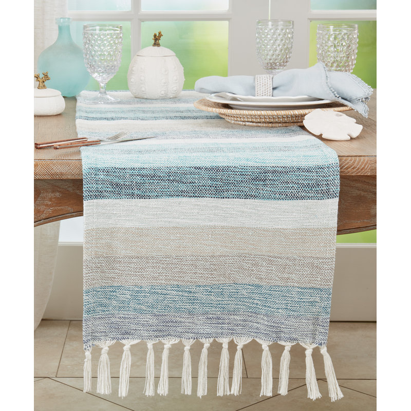 Saro Rectangular Striped Table Runner & Reviews | Wayfair