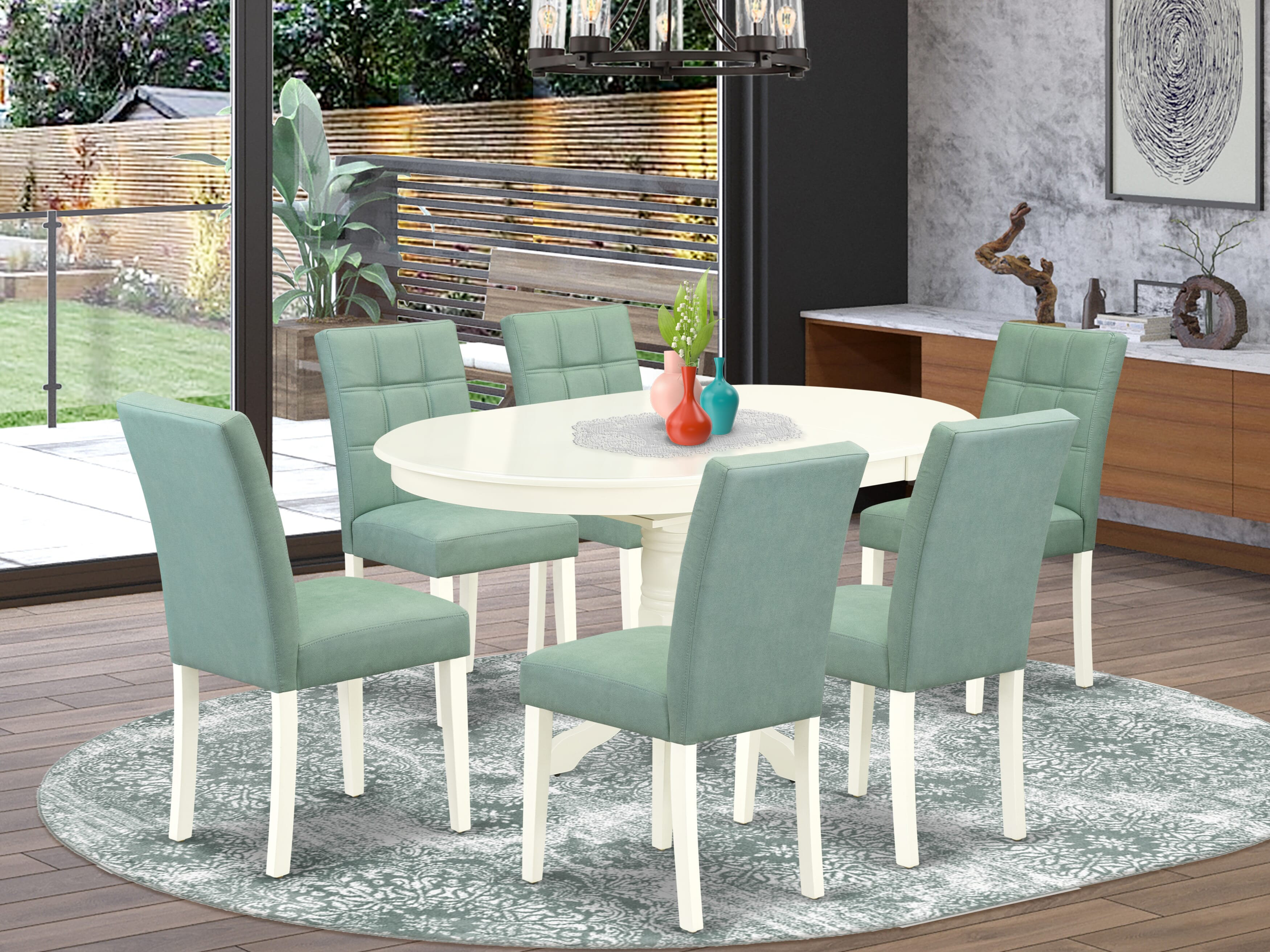 Alcott Hill® Charris 7 Piece Kitchen Dining Table Set consists A Wood ...
