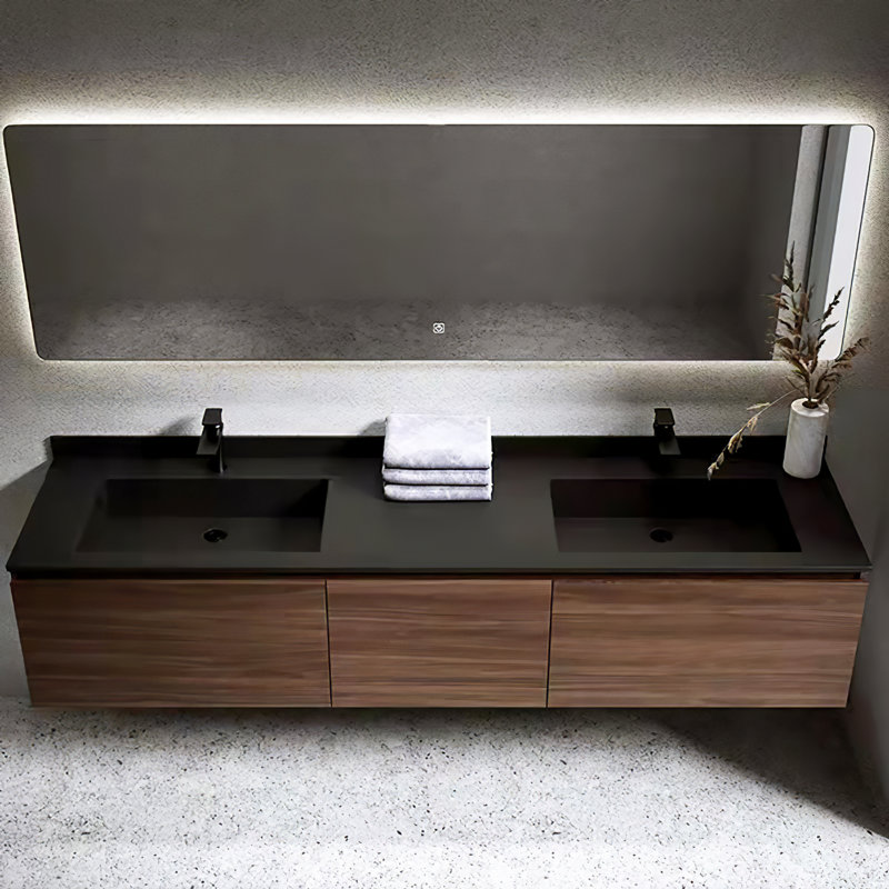 Wade Logan® Avangelina 59" Wall-Mounted Double Bathroom Vanity Set ...