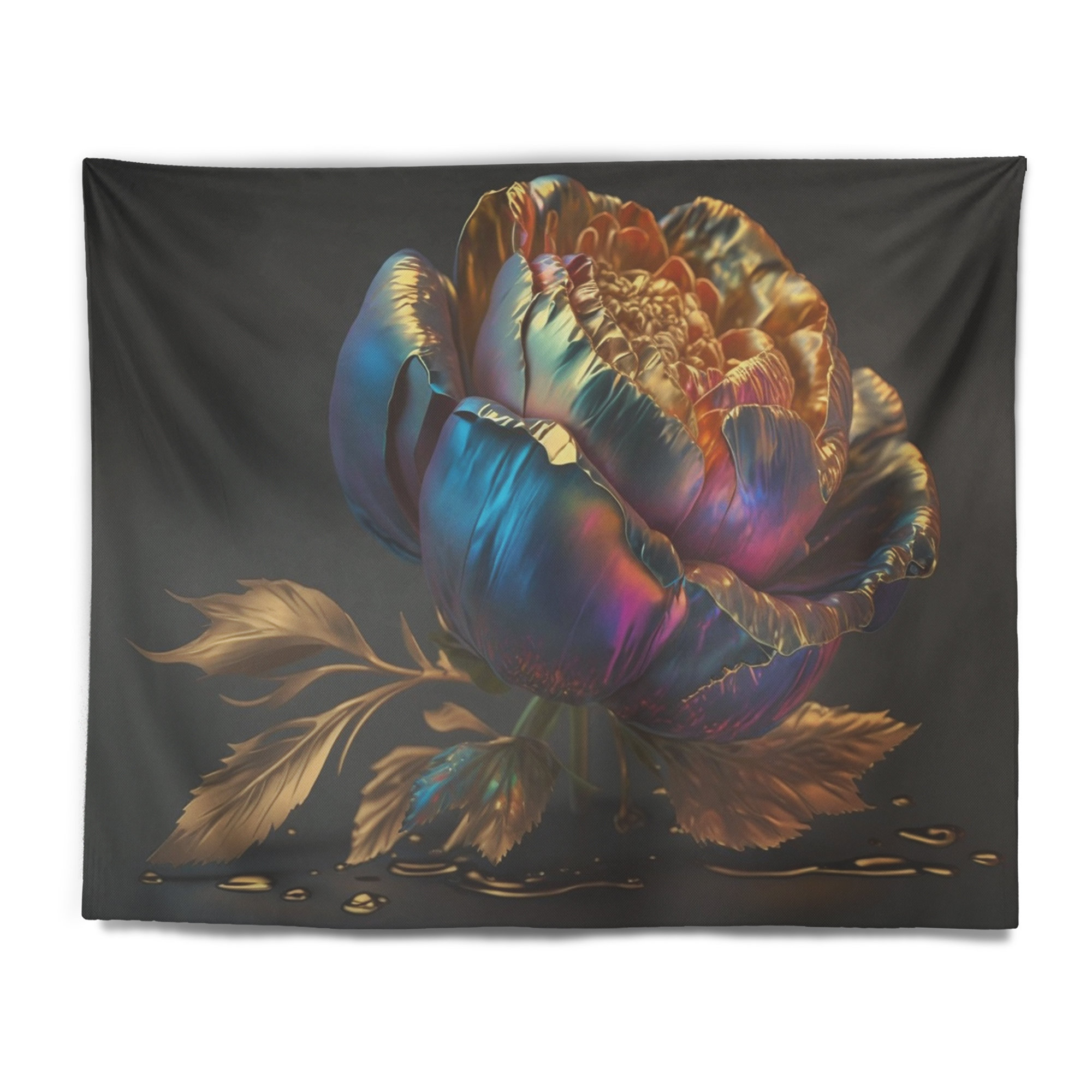 House of Hampton® Polyester Rainbow Peony Liquid Gold III Tapestry with ...