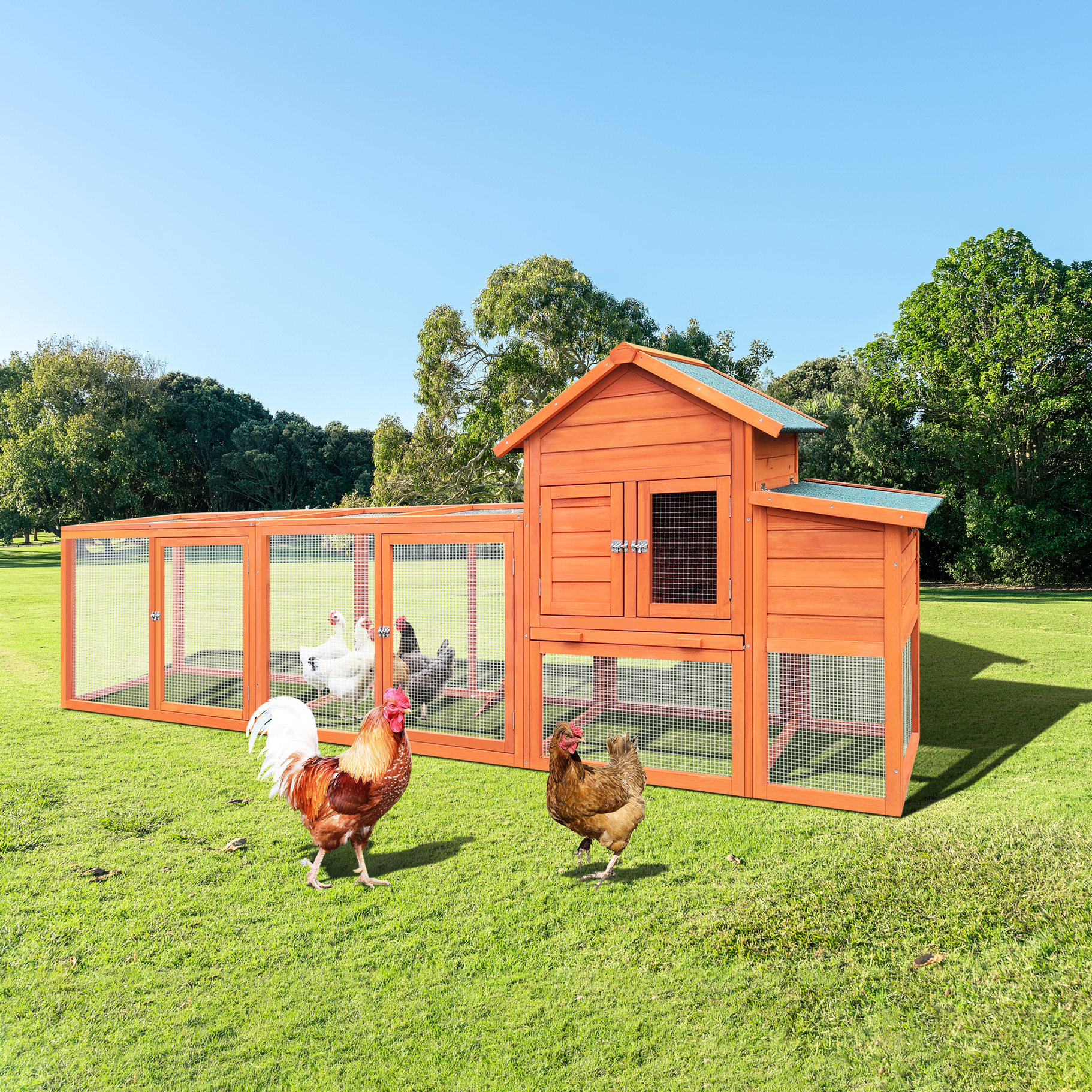 One Allium Way Large Outdoor Wooden Chicken Coop With Nesting Box And ...