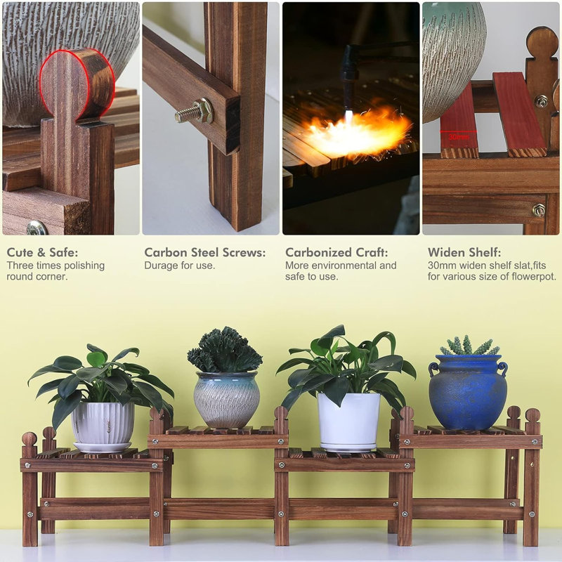 Alcott Hill® Outdoor Indoor Plant Stand,4 Tiers Plant Bench Indoor ...