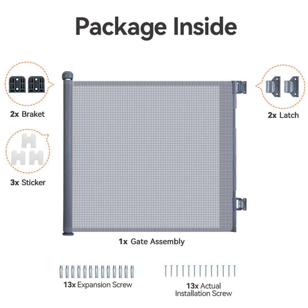 Toocapro 55"/71" Retractable Baby Gate Mesh Safety Gates for Stairs ...