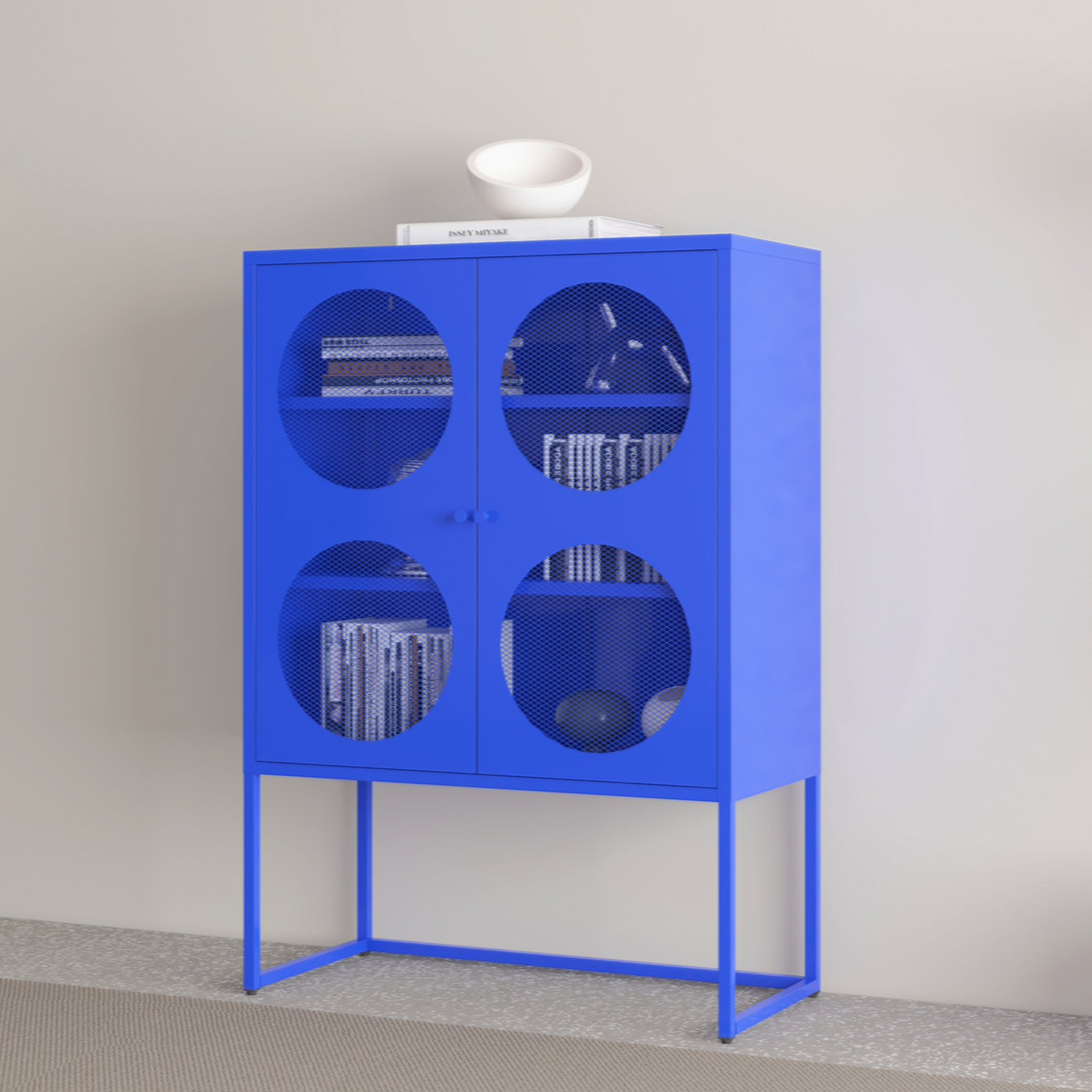 Latitude Run® Blue Storage Cabinet With Doors, Modern Blue Accent ...