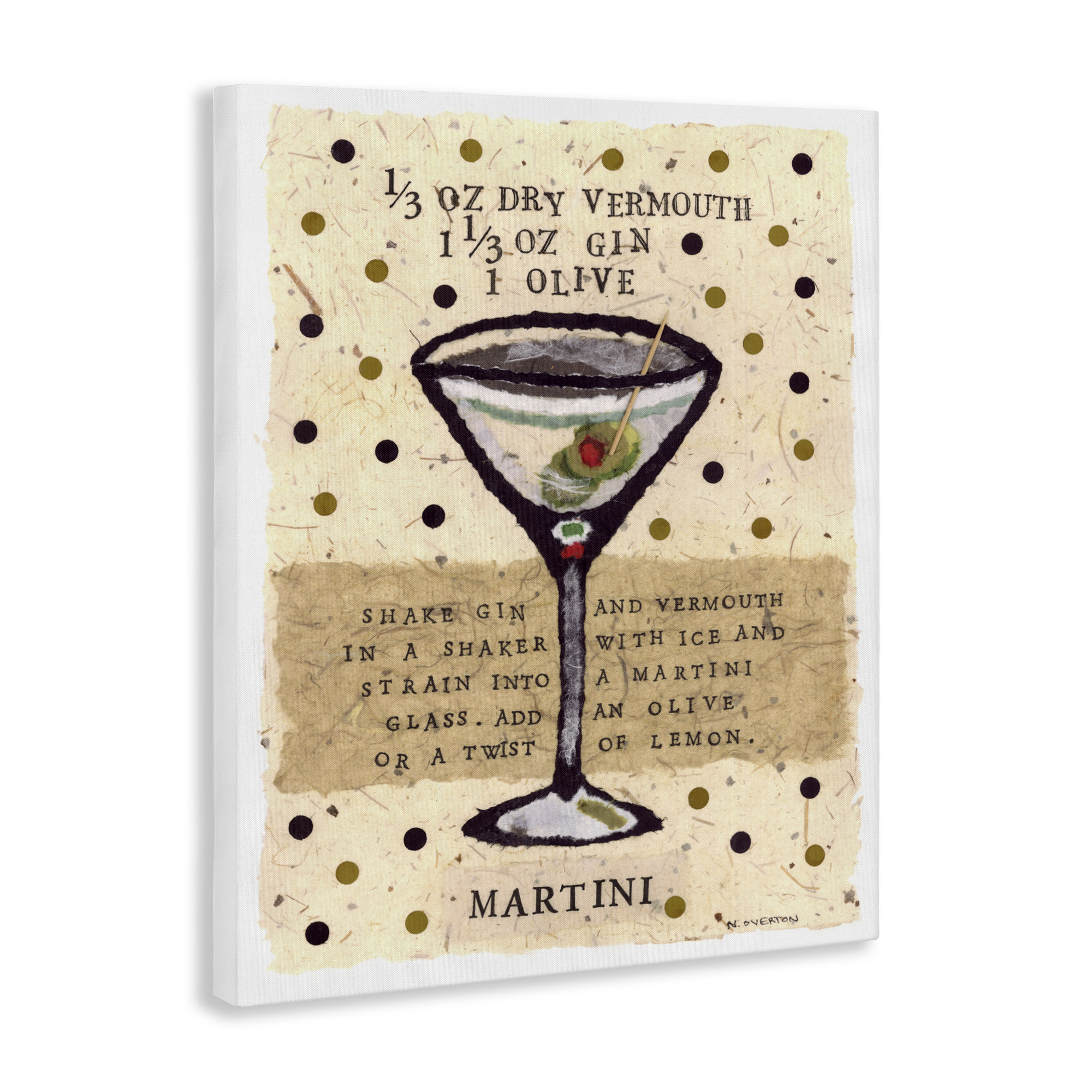 Trinx Dotted Martini Recipe Canvas, design by Nancy Overton | Wayfair