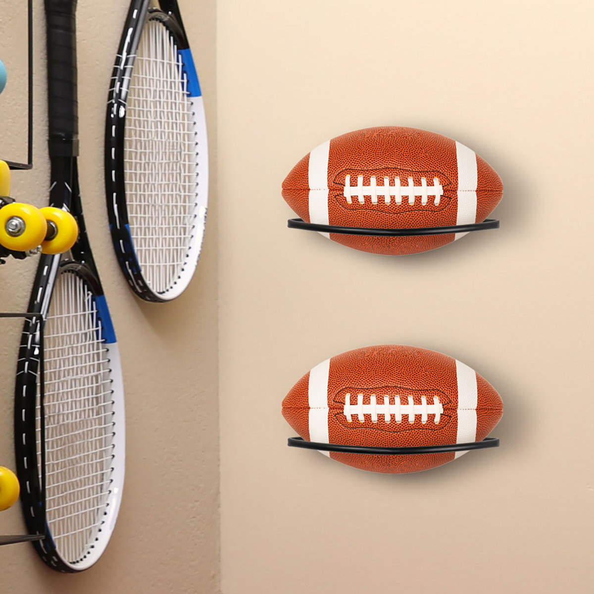 17 Stories 2 Piece Boy's Room Wall Mounted Football Display Rack ...