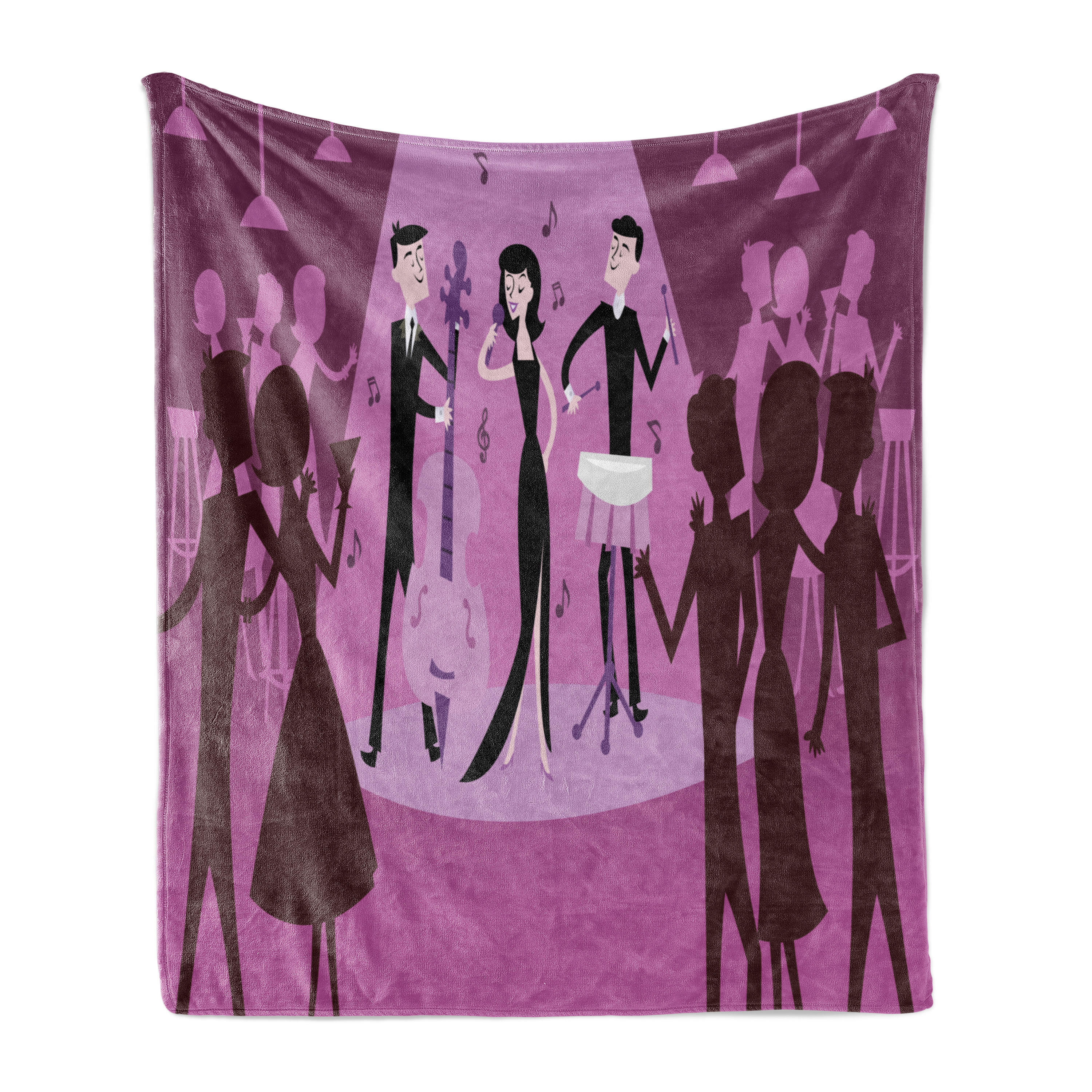 Ambesonne Mid Century Fleece Throw Blanket Modern Jazz Club Scene Dried ...
