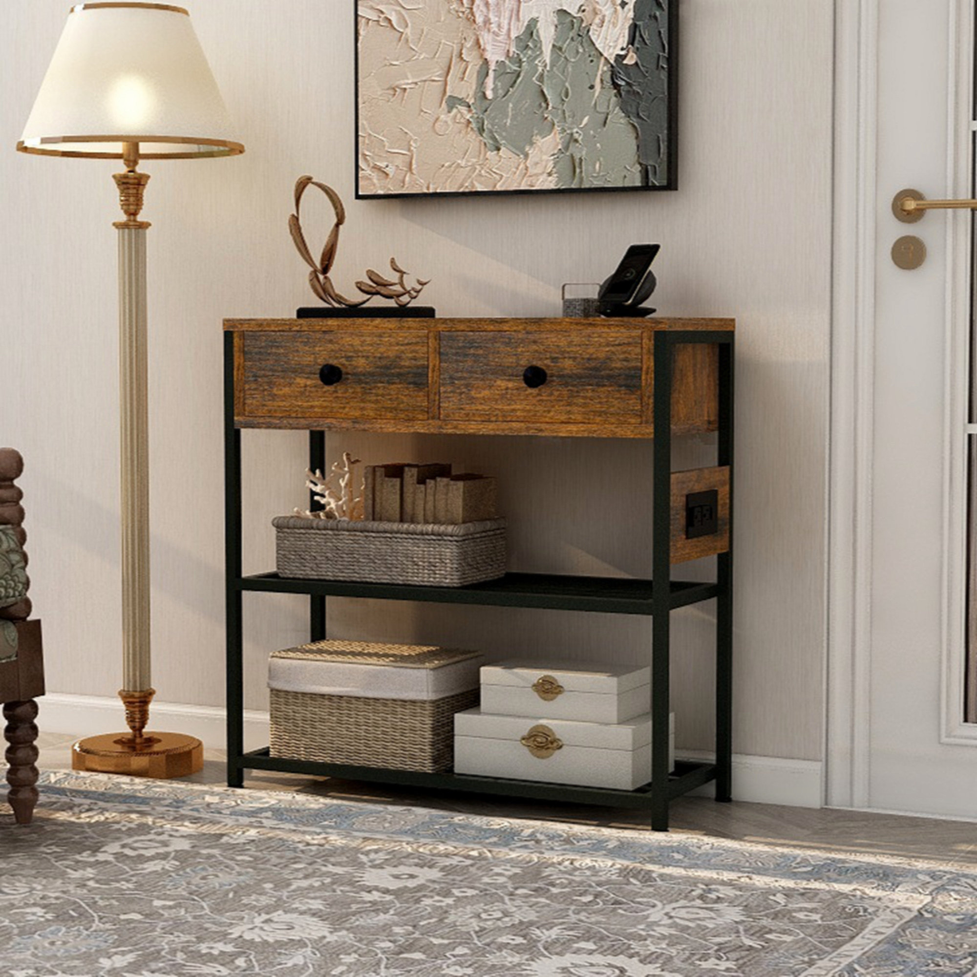 17 Stories Hendrith Ultimate Entryway Console Table, Narrow Sofa table ...