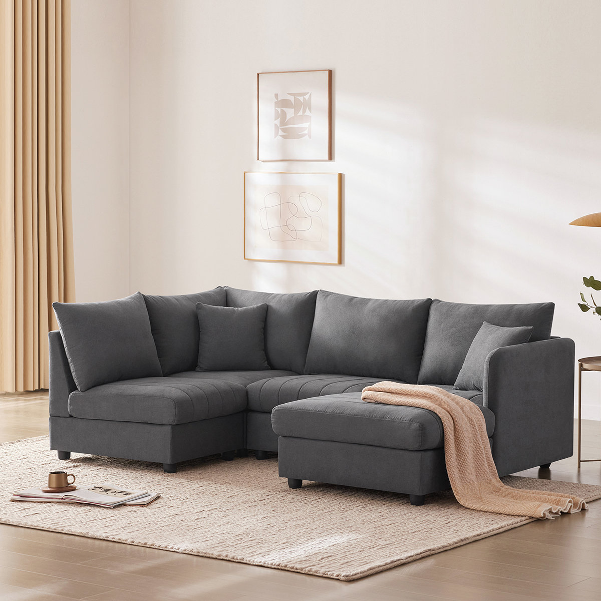 Latitude Run® Modern Modular Sectional Sofa with Deep Seat and Movable ...