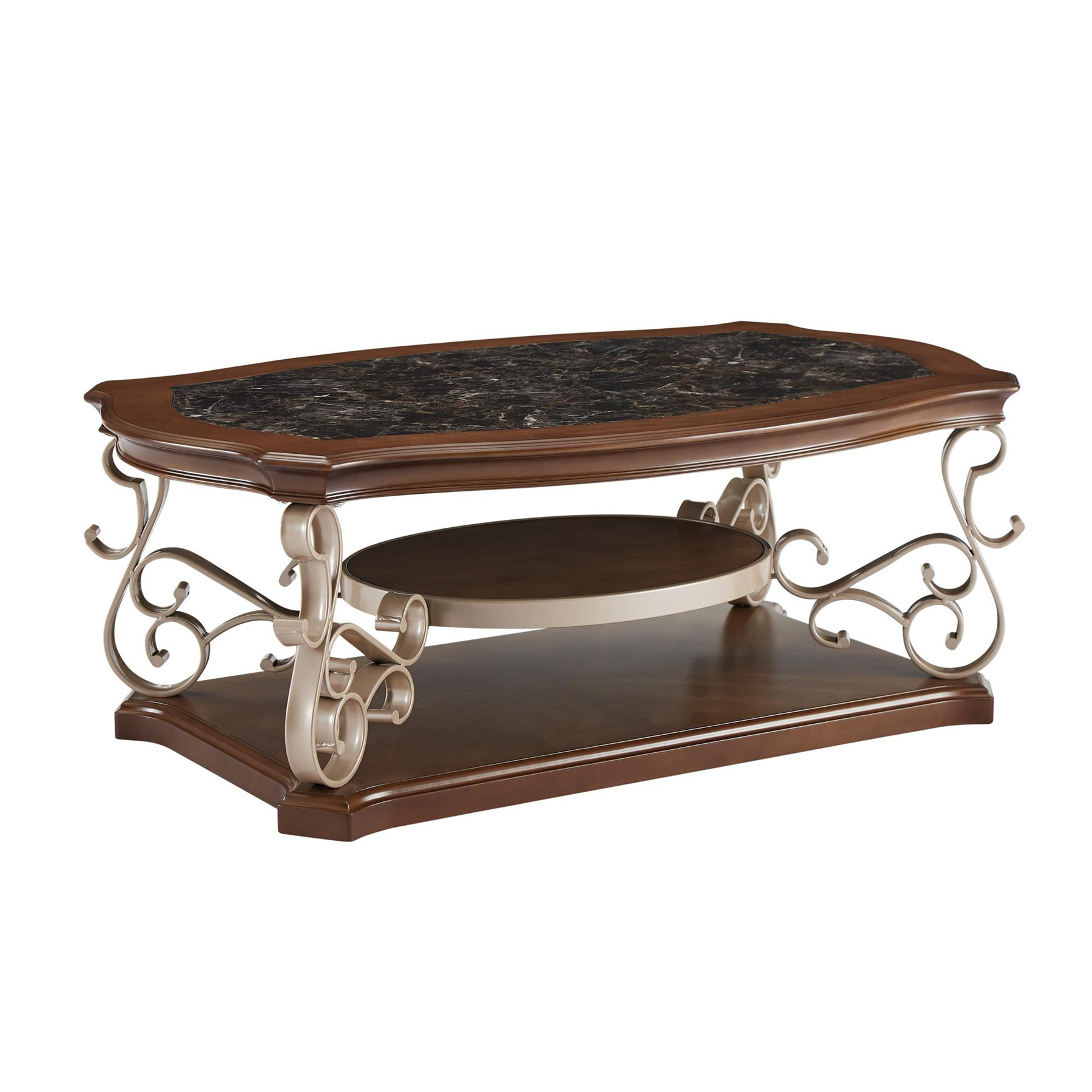 Bloomsbury Market Marbleized paper table tops powder coated metal legs ...