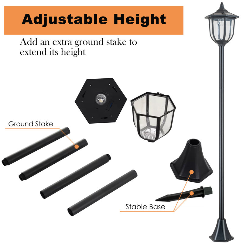 Lark Manor™ Anoushay Black 1 -Light 69.75" H Solar Powered Integrated ...