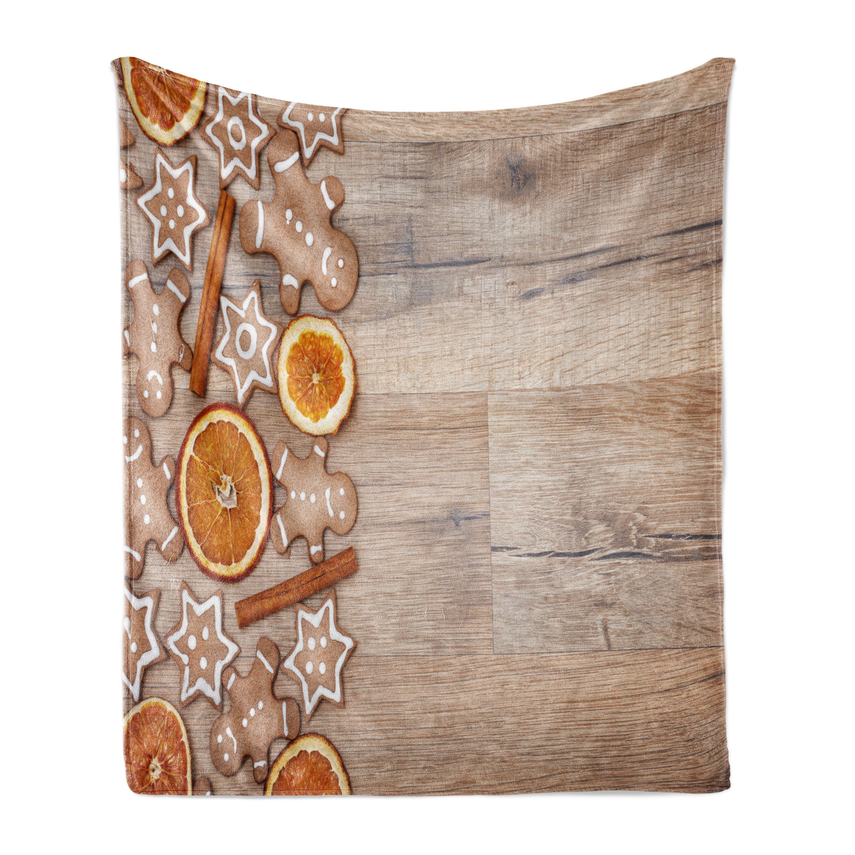 Ambesonne Gingerbread Man Fleece Throw Blanket Aromatic Umber Orange ...