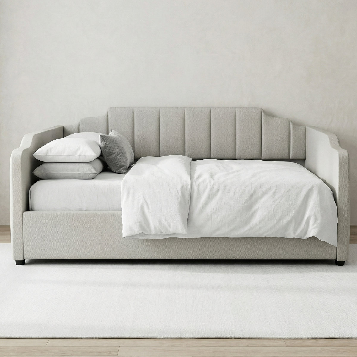 Latitude Run® Linen Upholstered Daybed With Spacious Underbed Storage ...