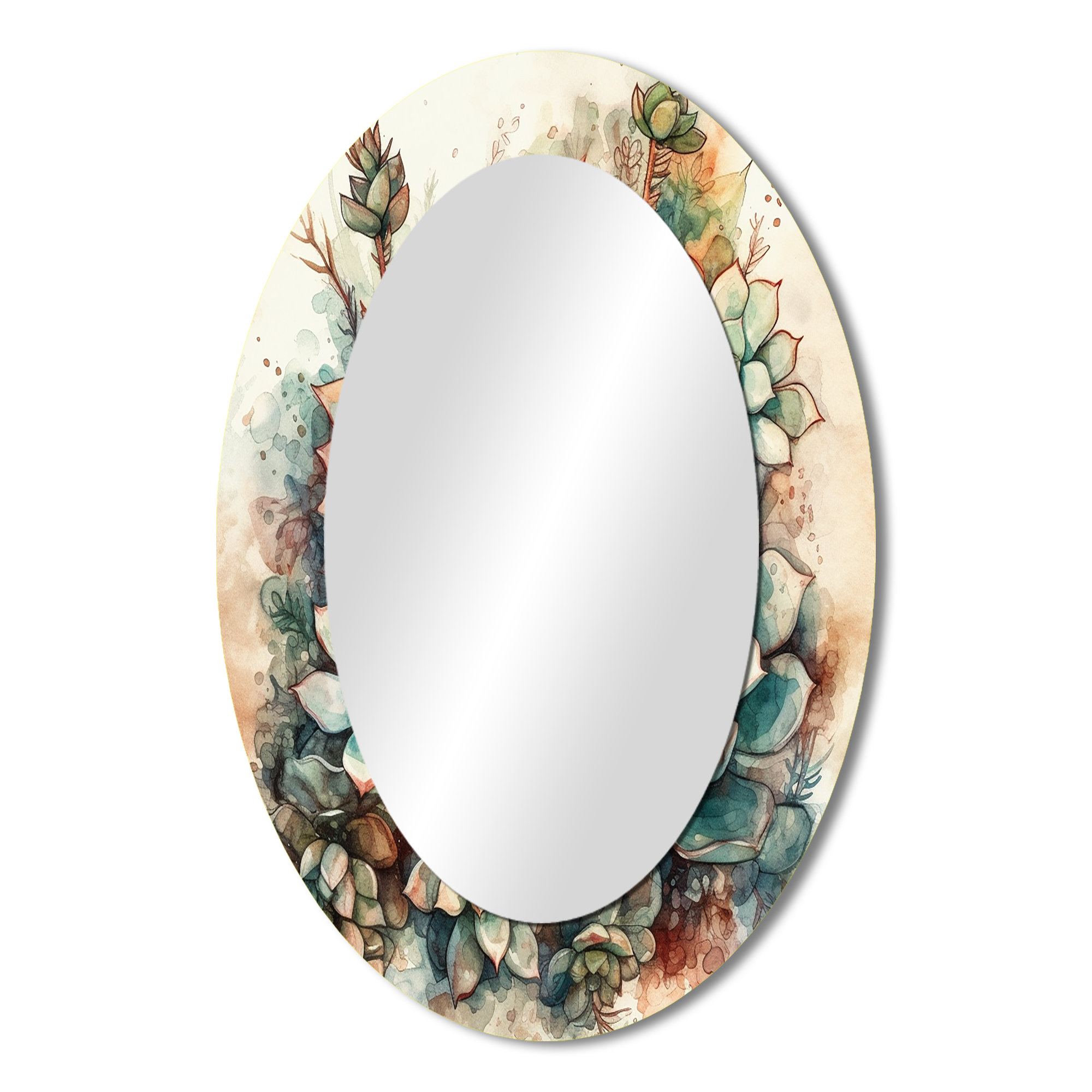 East Urban Home Green Red Cactus Scenery II - Green Garden Oval Wall ...