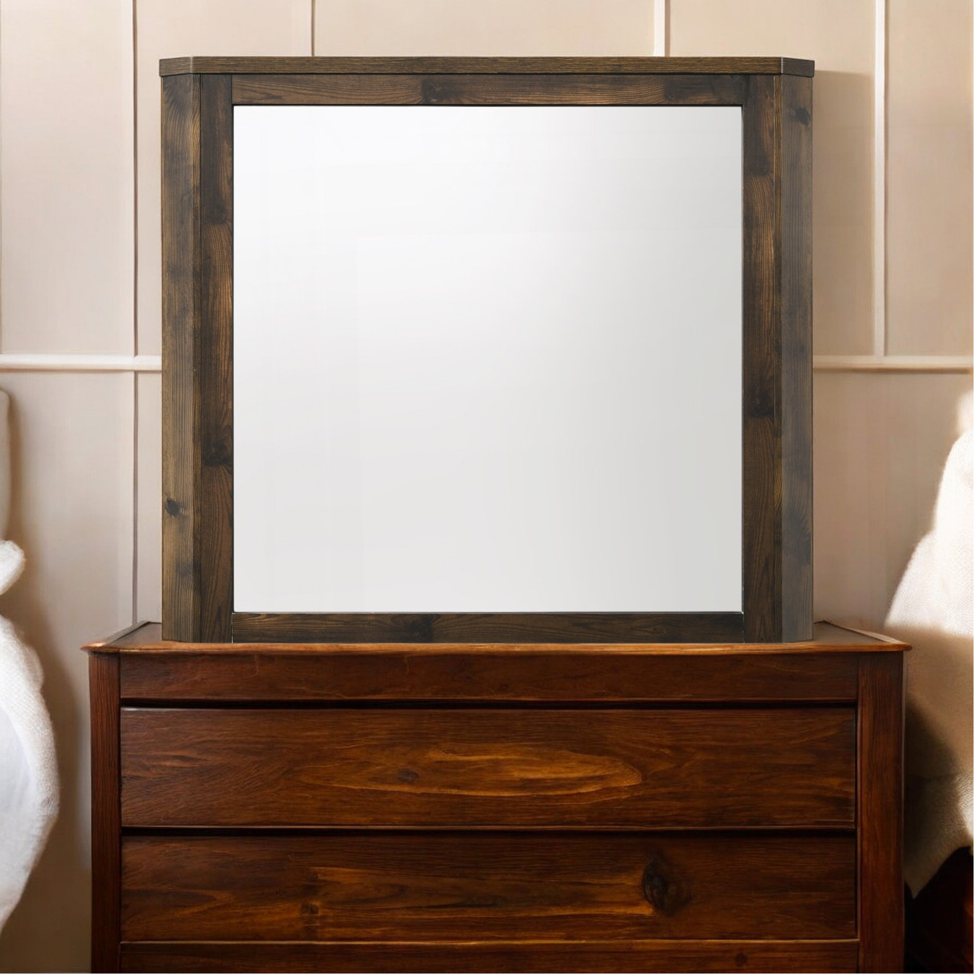 Lark Manor Rustic Walnut Finish Mirror With Sleek Design And Natural ...