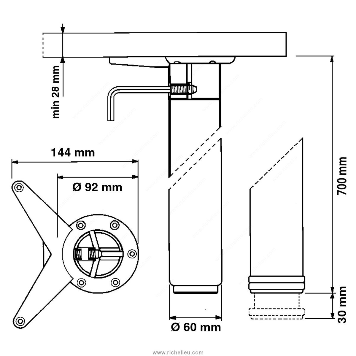 Richelieu Adjustable Table Leg | Wayfair