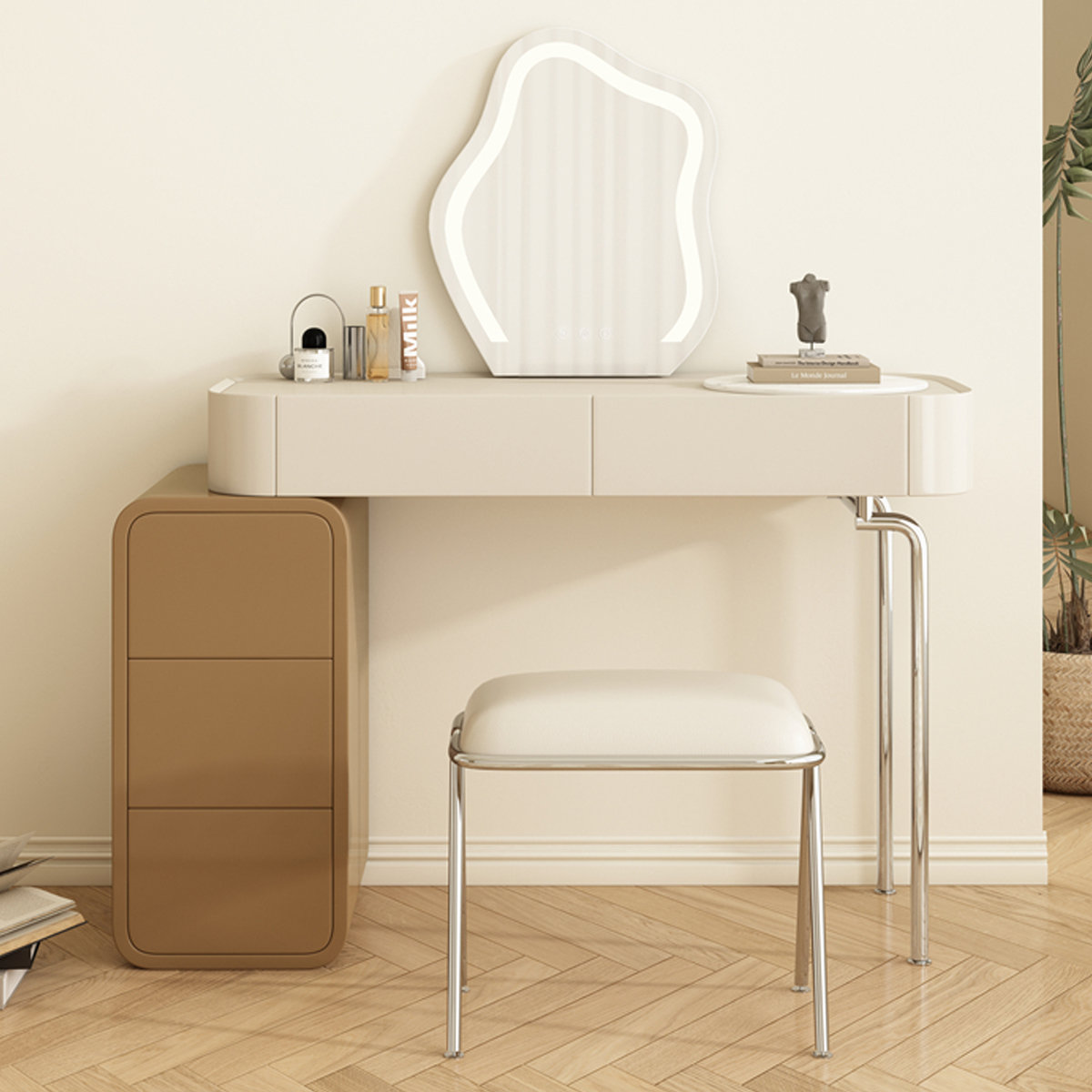 Orren Ellis Makeup Vanity +Light mirror,5 drawers - Wayfair Canada