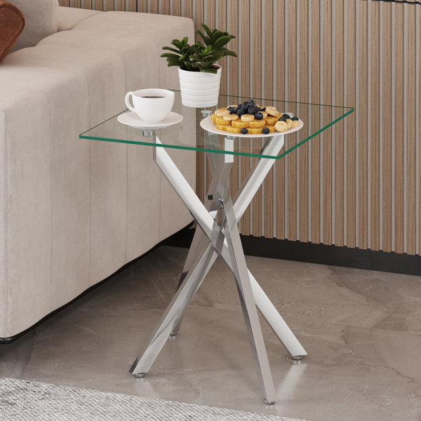 Mercer41 Yaya Glass Top Coffee Table, Square | Wayfair