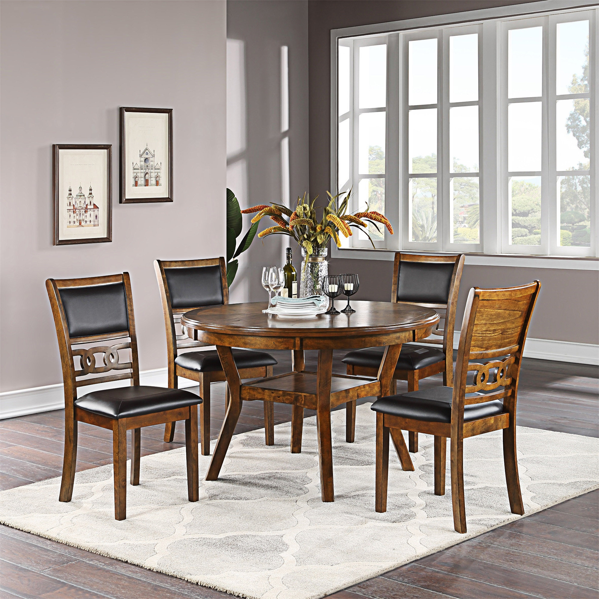 Latitude Run® Dining Room Furniture Gray Oak Rubber Wood Mdf Round ...