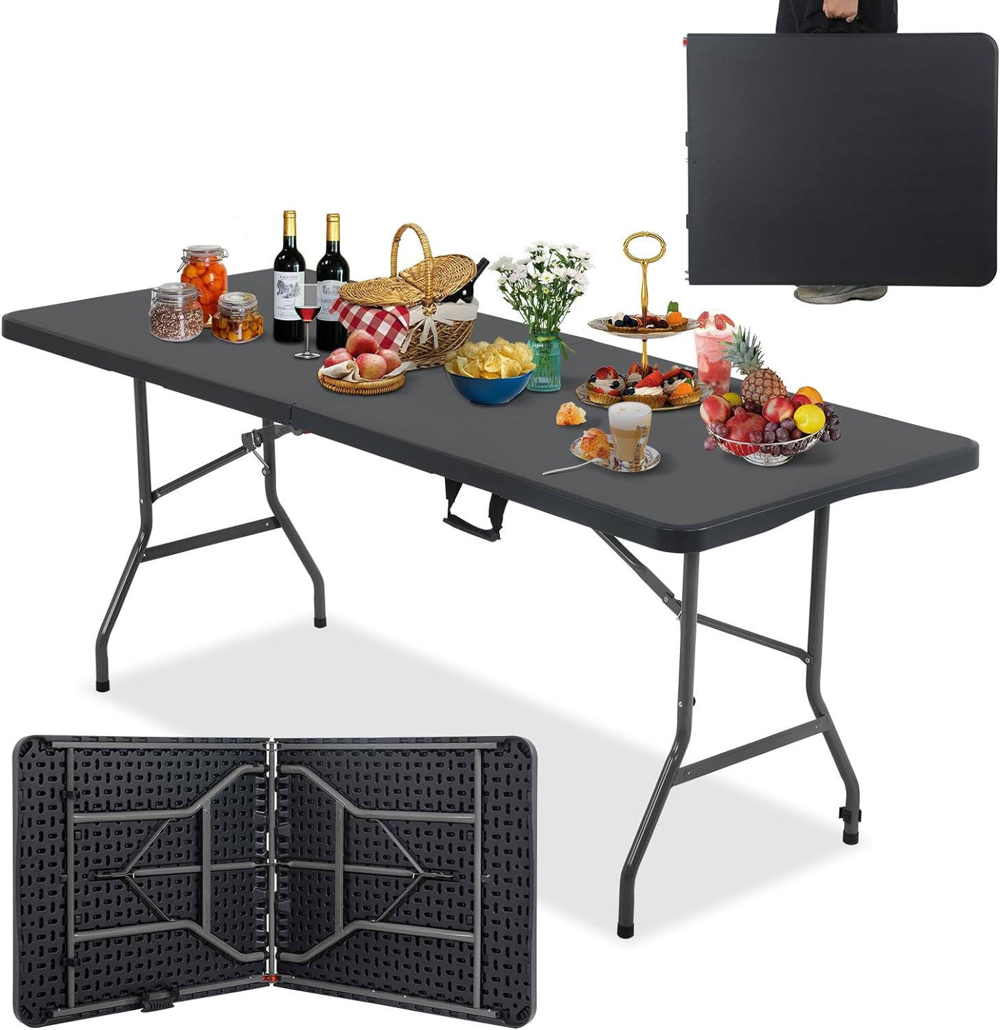 Dkelincs 70.9" Rectangular Portable Folding Table | Wayfair