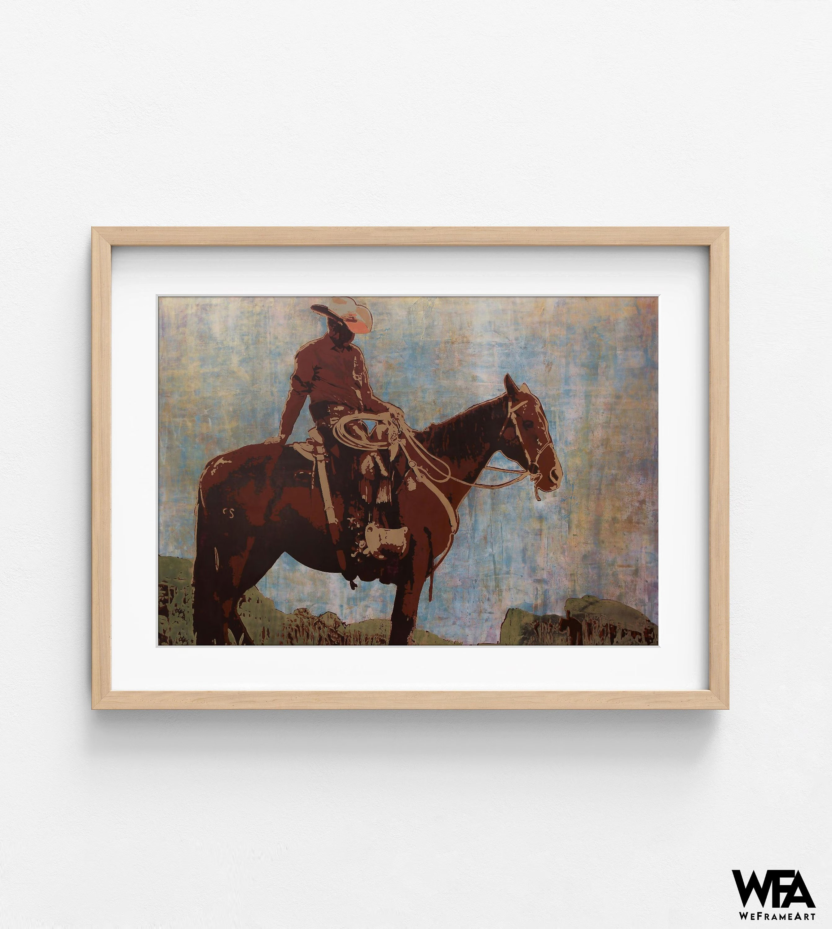 WeFrameArt Cowboy Painting Print, Framed Western Art, Western Wall Art ...