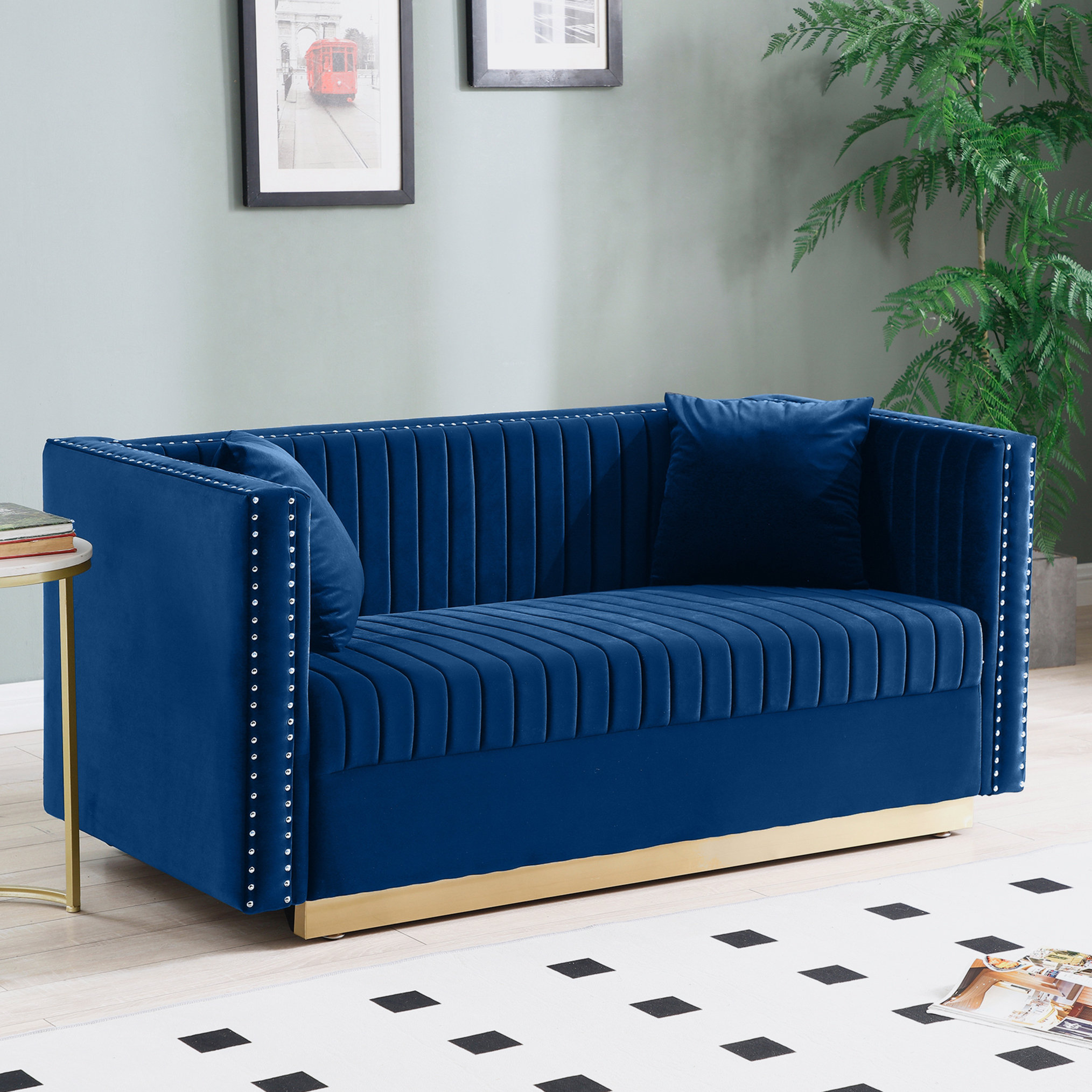 Mercer41 Contemporary Vertical Channel Tufted Velvet Sofa | Wayfair