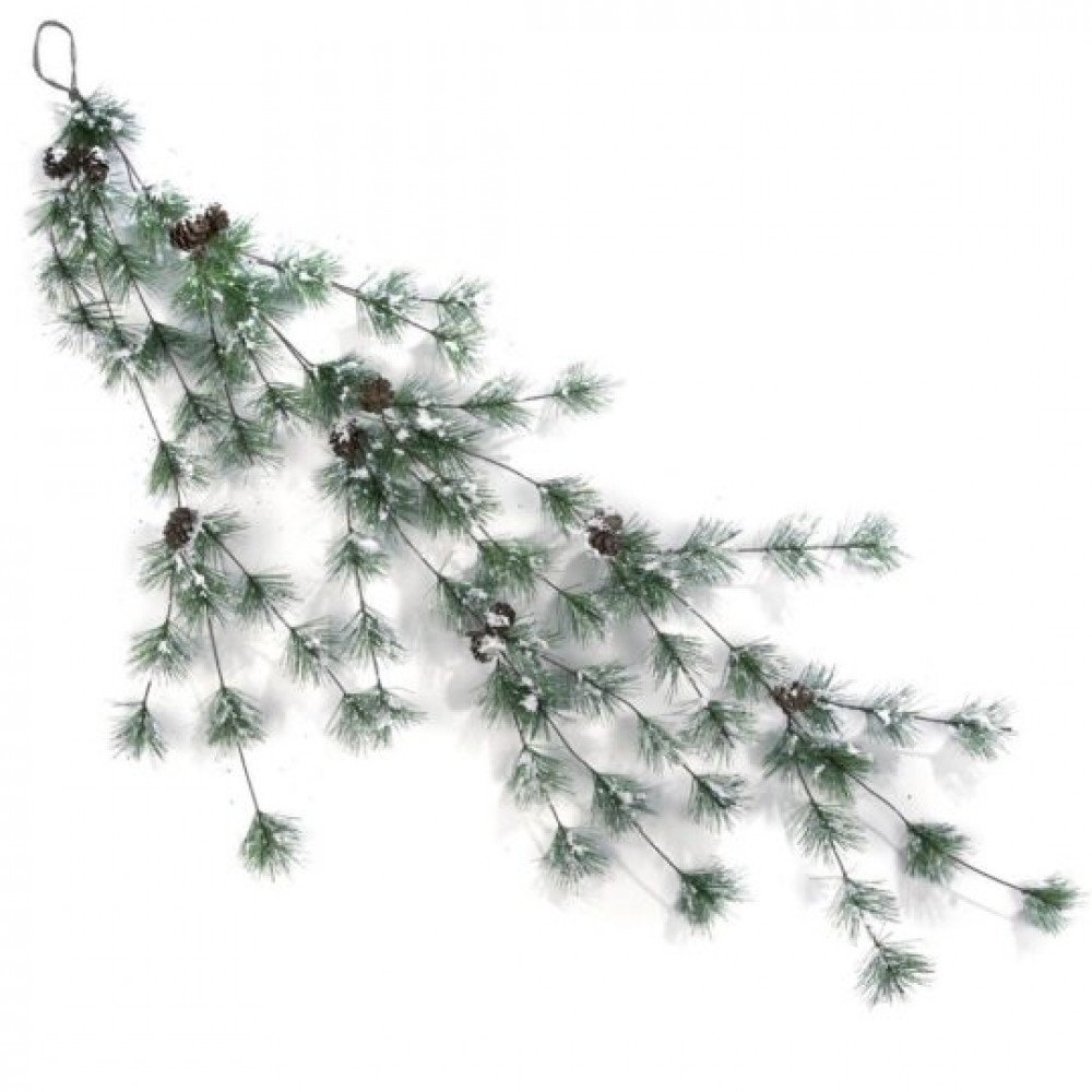 Ebern Designs Hanging Ming Pine Vine With Snow Faux Plants And Trees ...
