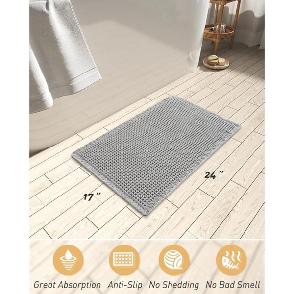 Ebern Designs Upgraded Waffle Bath Mat, Super Absorbent Non Slip Bath ...