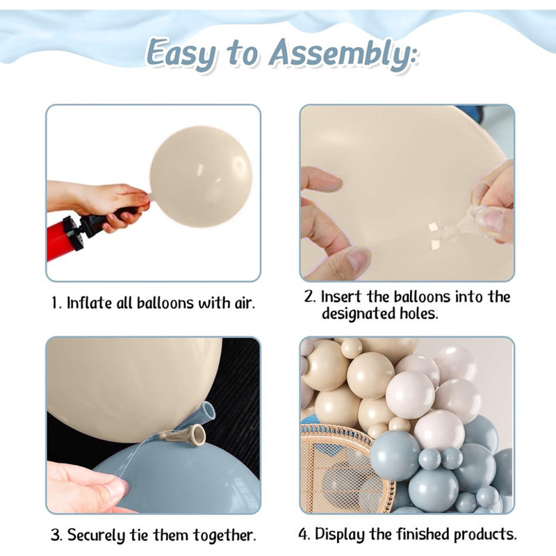 Fabhob 122Pcs Blush Pink Dusty Blue Sand White Peach Balloons | Wayfair