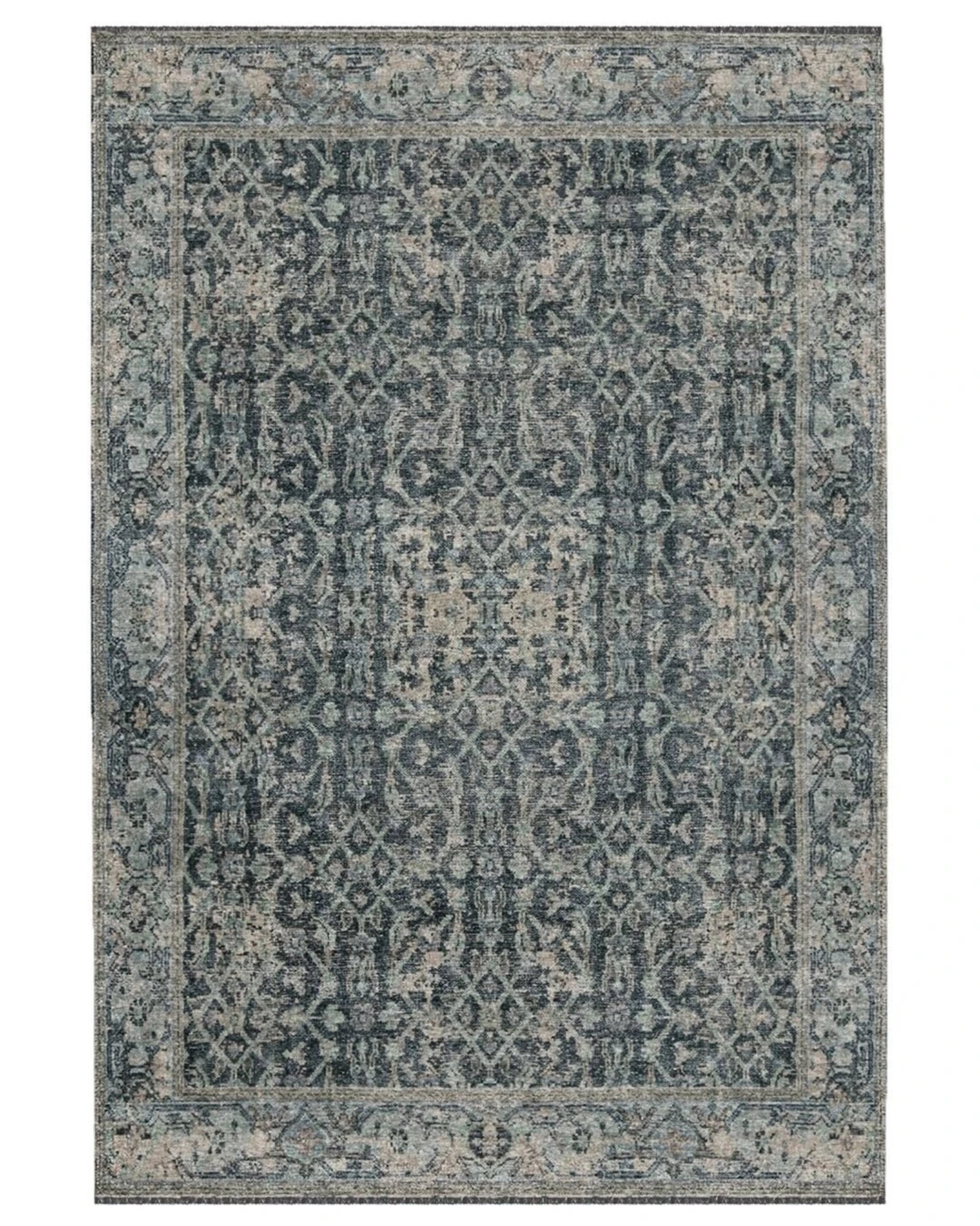 Bungalow Rose Tarango Oriental Anthracite Gray Machine Woven Cotton ...