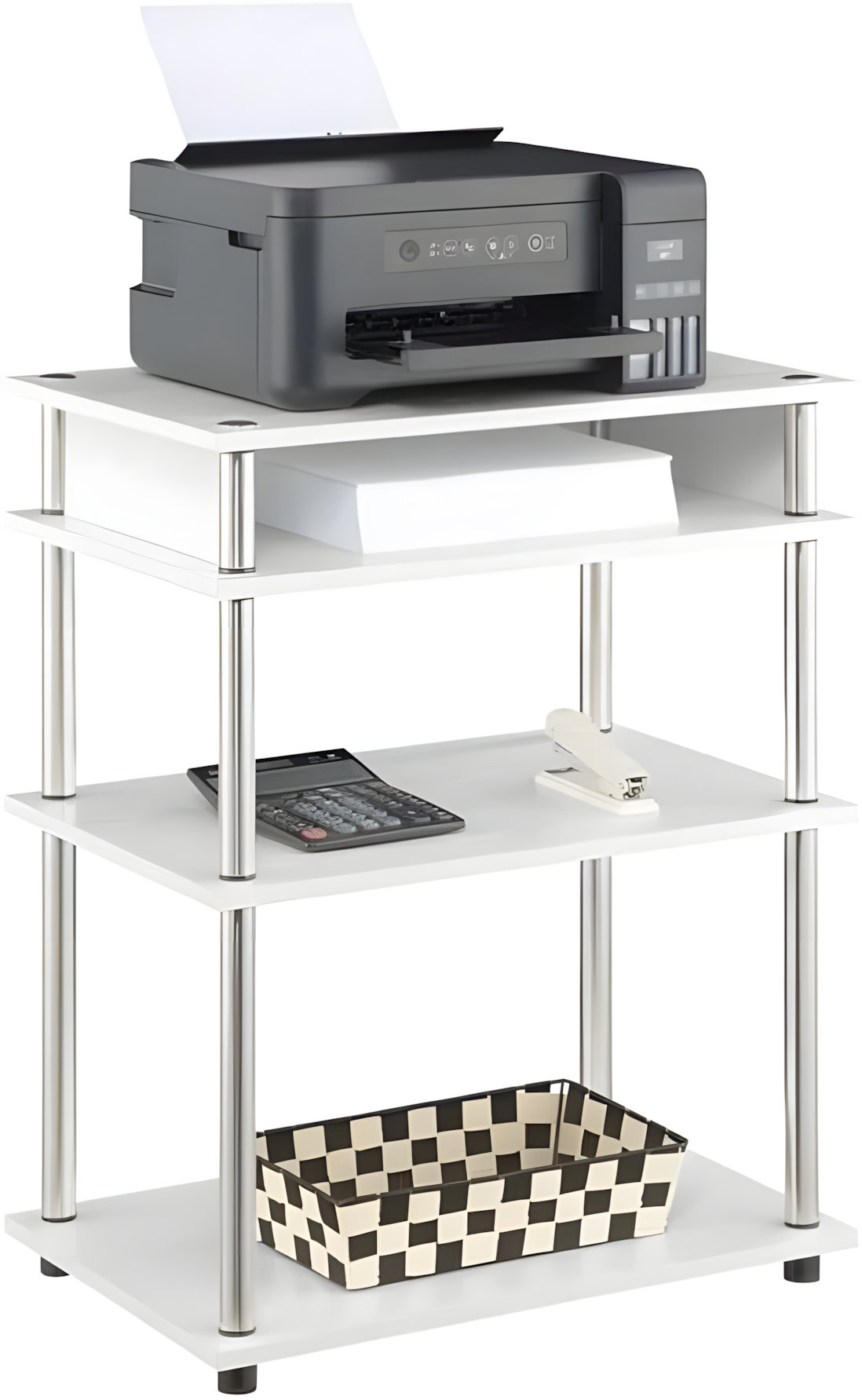 BY Family No Tools Required Printer Stand With 4 Tier Shelves, Sturdy ...