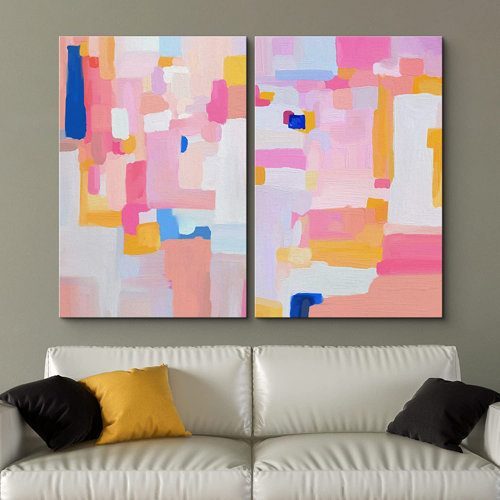 SIGNLEADER Colorful Brushstrokes Bright Pink Abstract Shapes Preppy ...