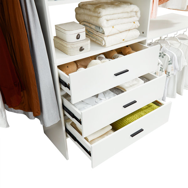 Latitude Run® White Closet System, Walk In Closet Organizer System With ...