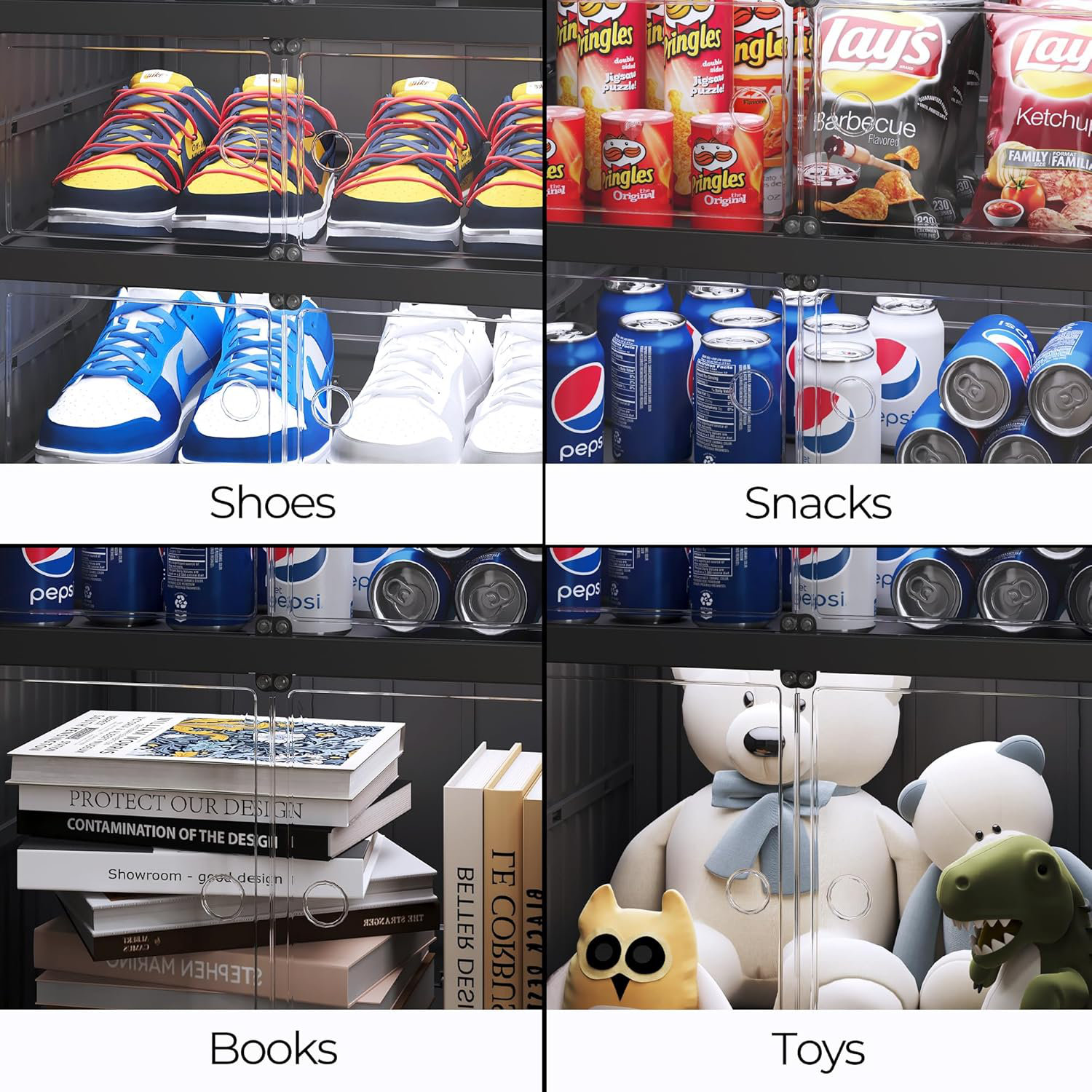 Co-t Collapsible Shoe Rack Organizer With Clear Magnetic Doors, 9-Tier ...