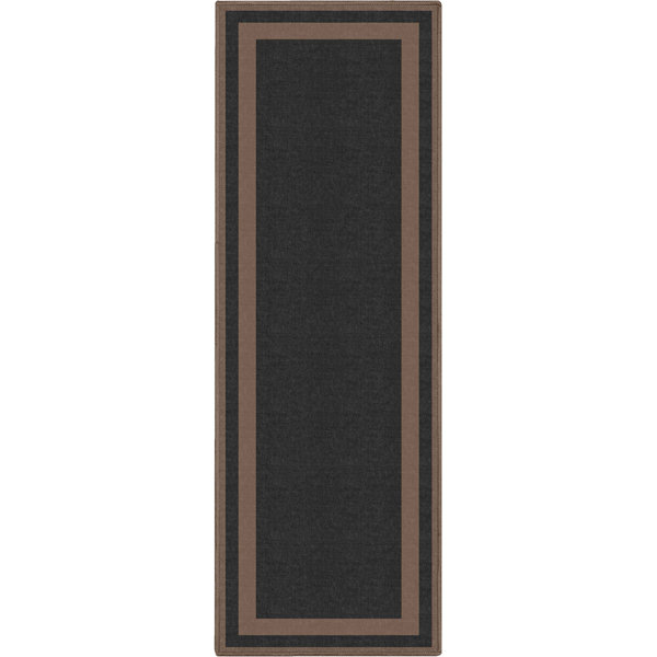 Well Woven Border Plain Black Flat-Weave Area Rug | Wayfair