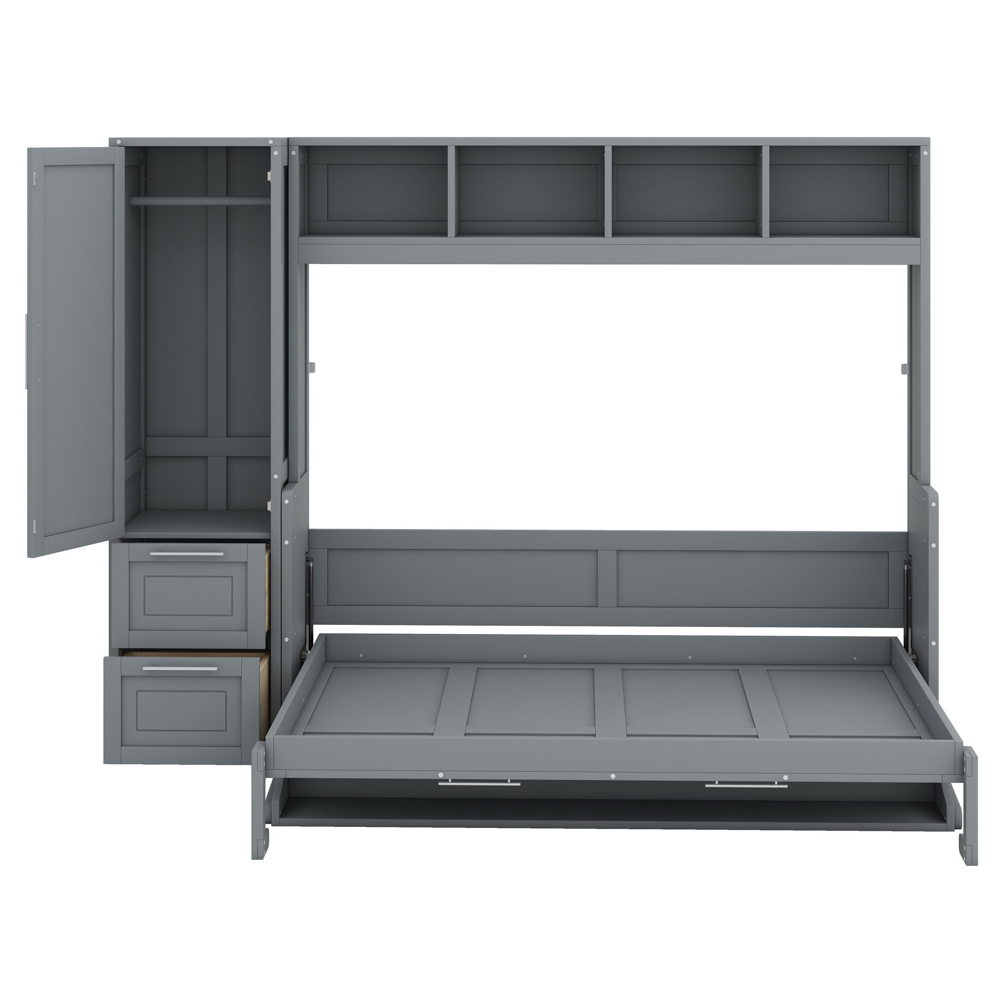 Red Barrel Studio® Murphy Bed Wall Bed With Closet And Drawers | Wayfair