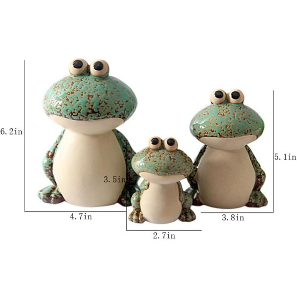 Ophelia & Co. Frog Garden Decor Set Of 3,Funny Cute Ceramic Frog Garden ...