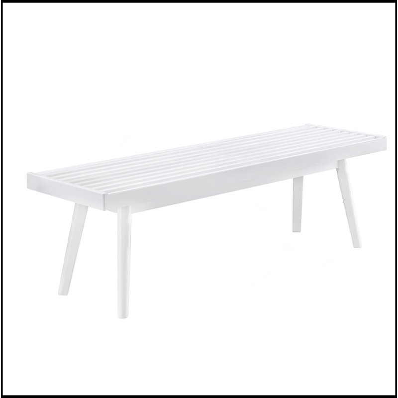 George Oliver White Solid Wood Slatted Bench | Wayfair