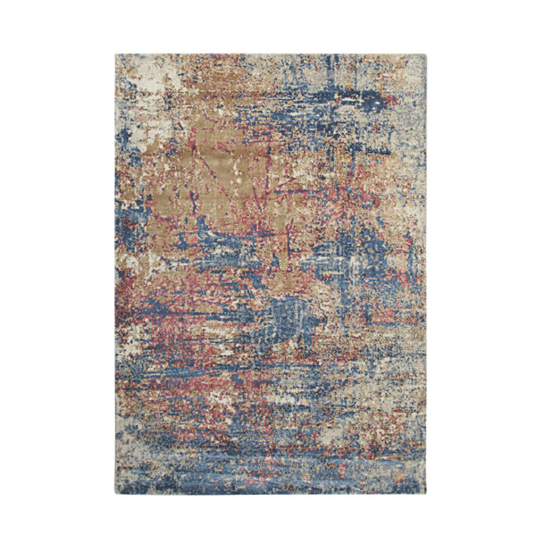 17 Stories Wool Gold / Dark Teal Rug | Wayfair