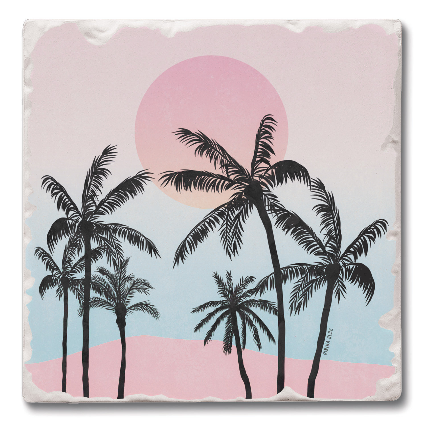 Bay Isle Home™ Palm Tree Coast 4-Pack Tumbled Tile Stone Coasters | Wayfair