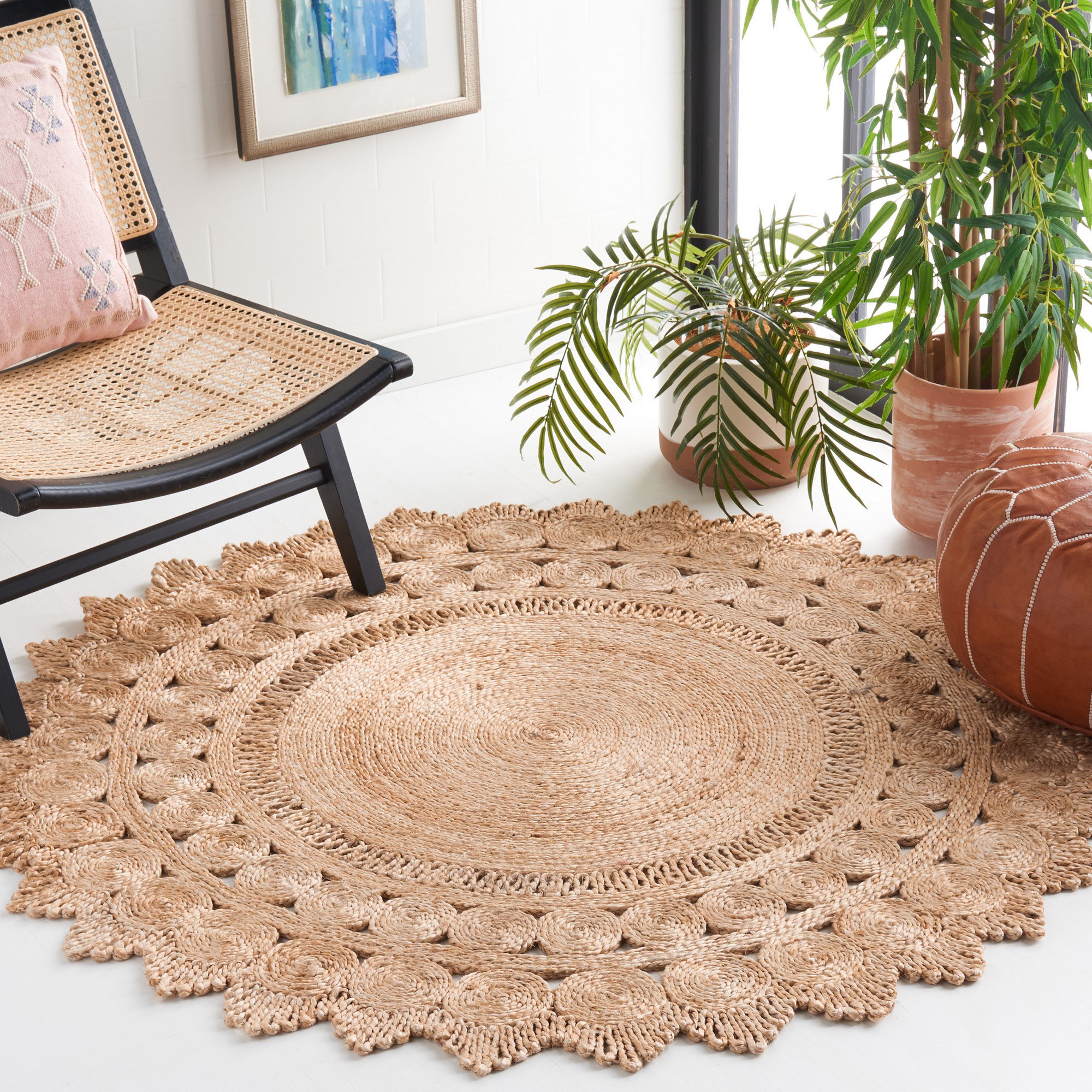 Dakota Fields Charlyee Natural Fiber Flat Weave Jute Solid Color Rug ...