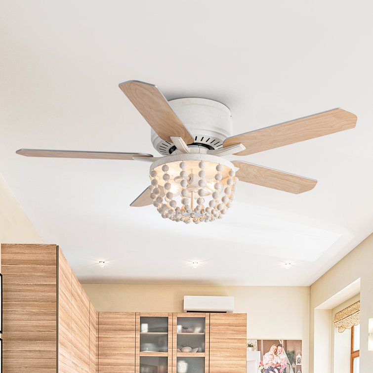 Dakota Fields Boho 48" 2-Light White Flush Mount Caged Ceiling Fan with ...