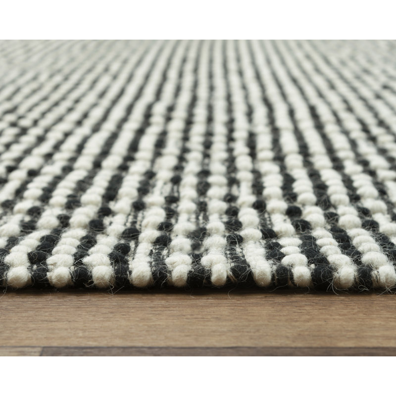 Gracie Oaks Doly Handmade Flatweave Wool Black Rug & Reviews | Wayfair